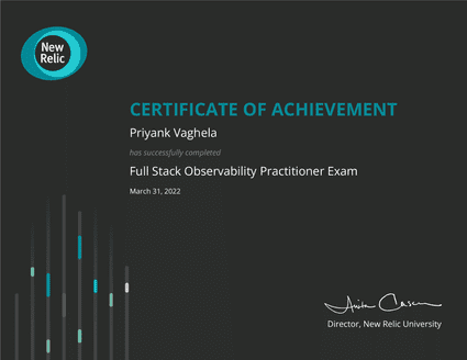 New Relic - Full Stack Observability Practitioner – Priyank Vaghela